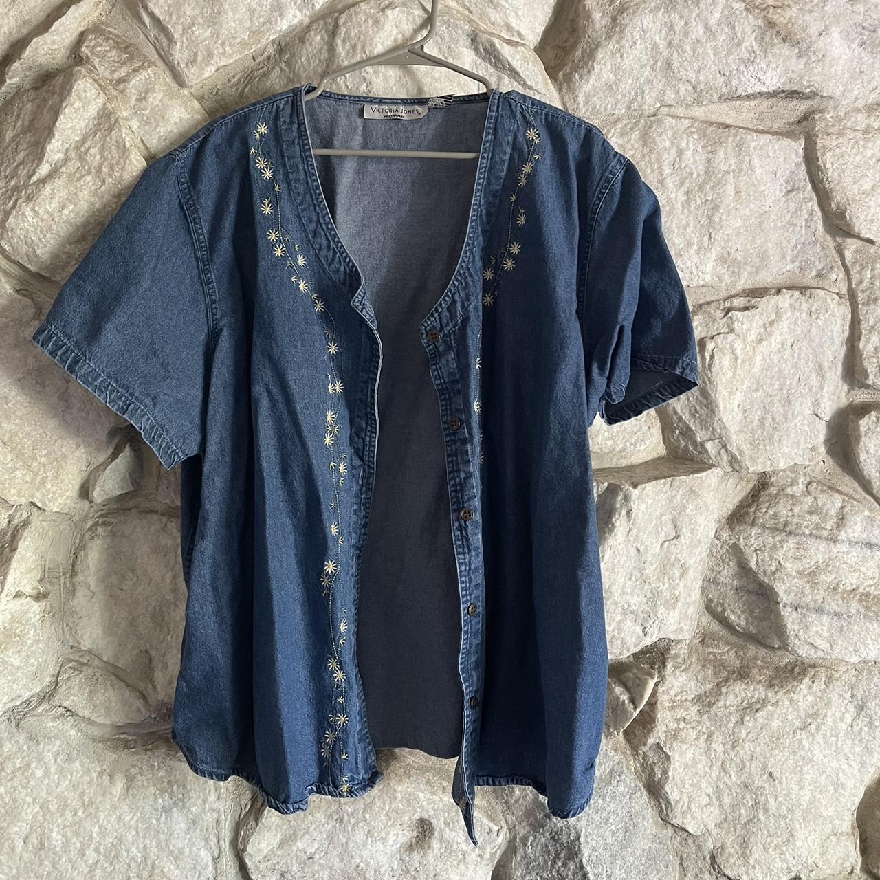 Victoria Jones woman denim button down cardigan size... | Depop