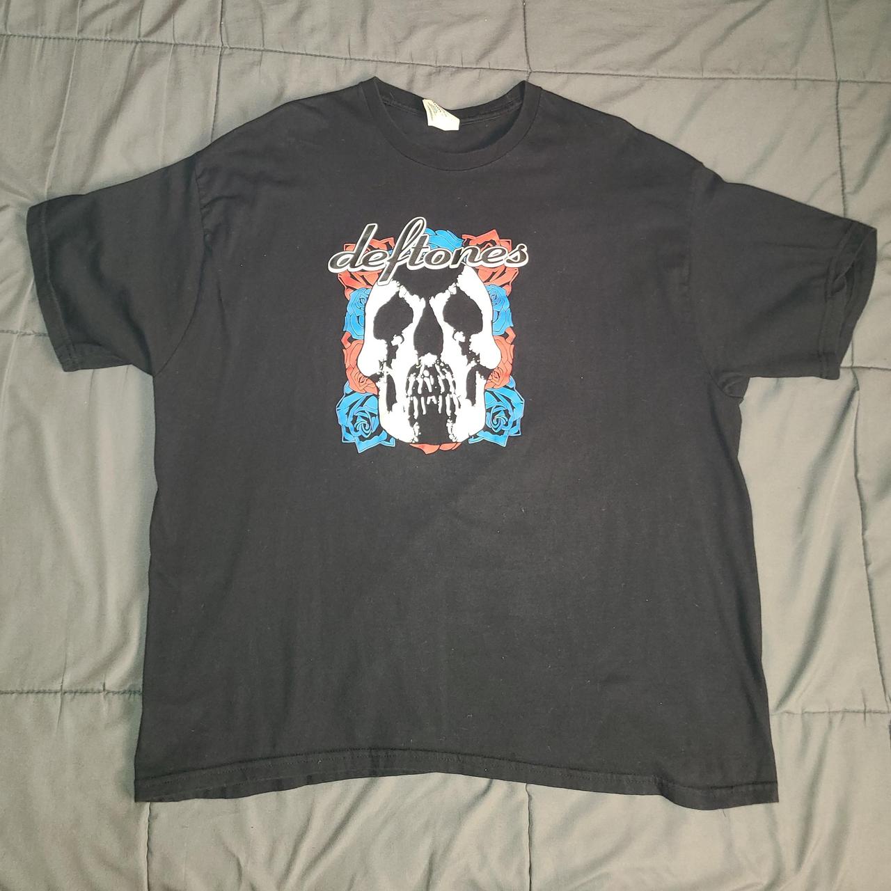 Deftones Skull and Roses Size XL Top to bottom: 27... | Depop