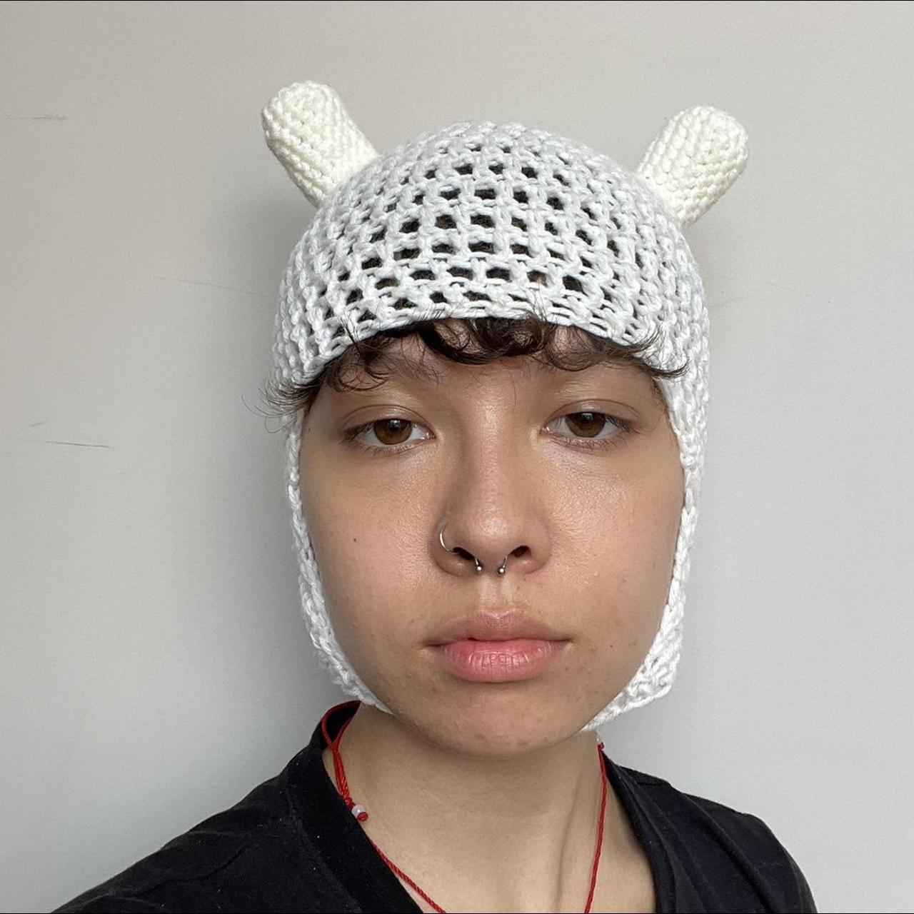 finn the human hat handmade crochet! can also be... - Depop