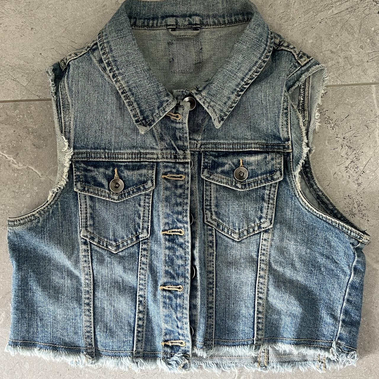 Vintage denim vest top #vintage #denimvest #vest... - Depop