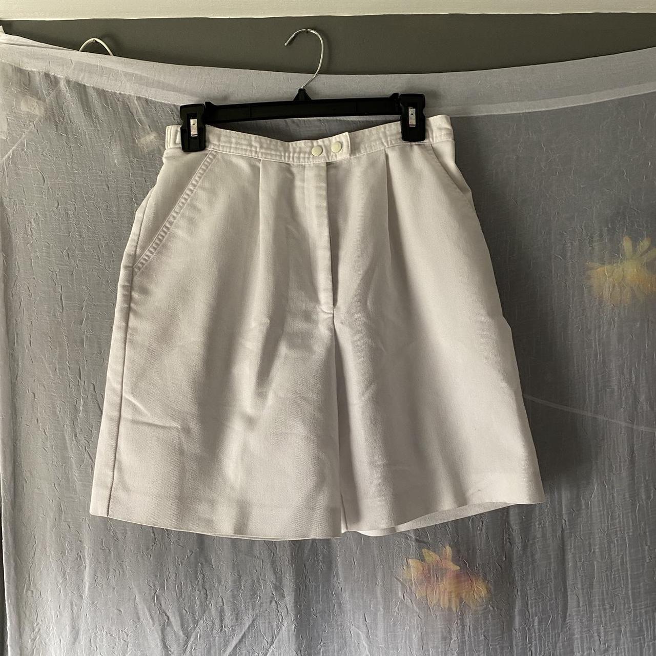 CLEANING OUT CLOSET white relaxed trouser shorts... - Depop