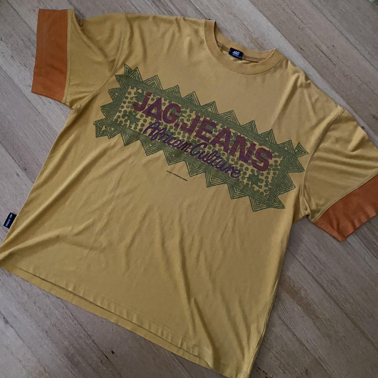 90’s Jag Jeans T-shirt Sick colours and details,... - Depop