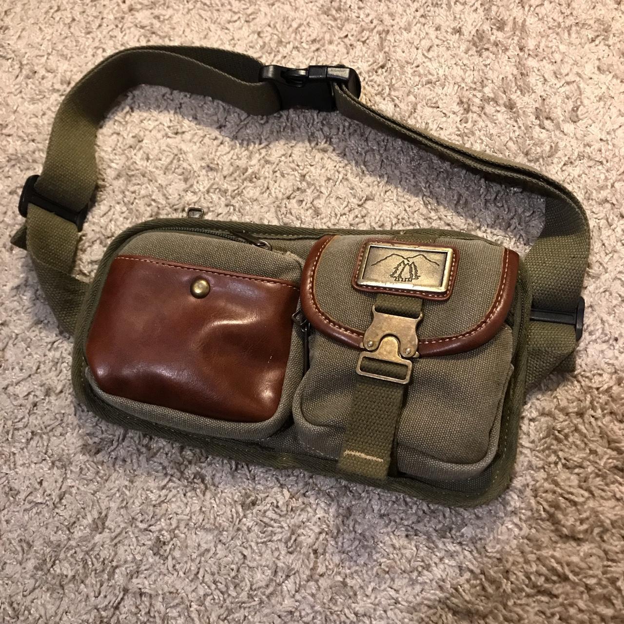 Army Green Fanny Pack/Shoulder Bag Approx. 11” x 6”... - Depop