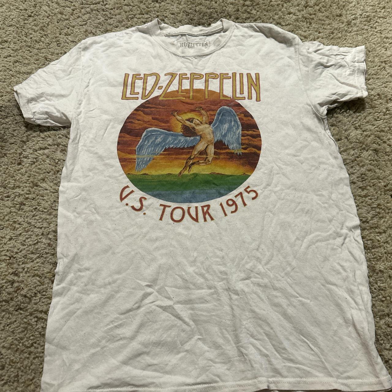 Officially licensed Led Zeppelin US Tour 1975 white... | Depop