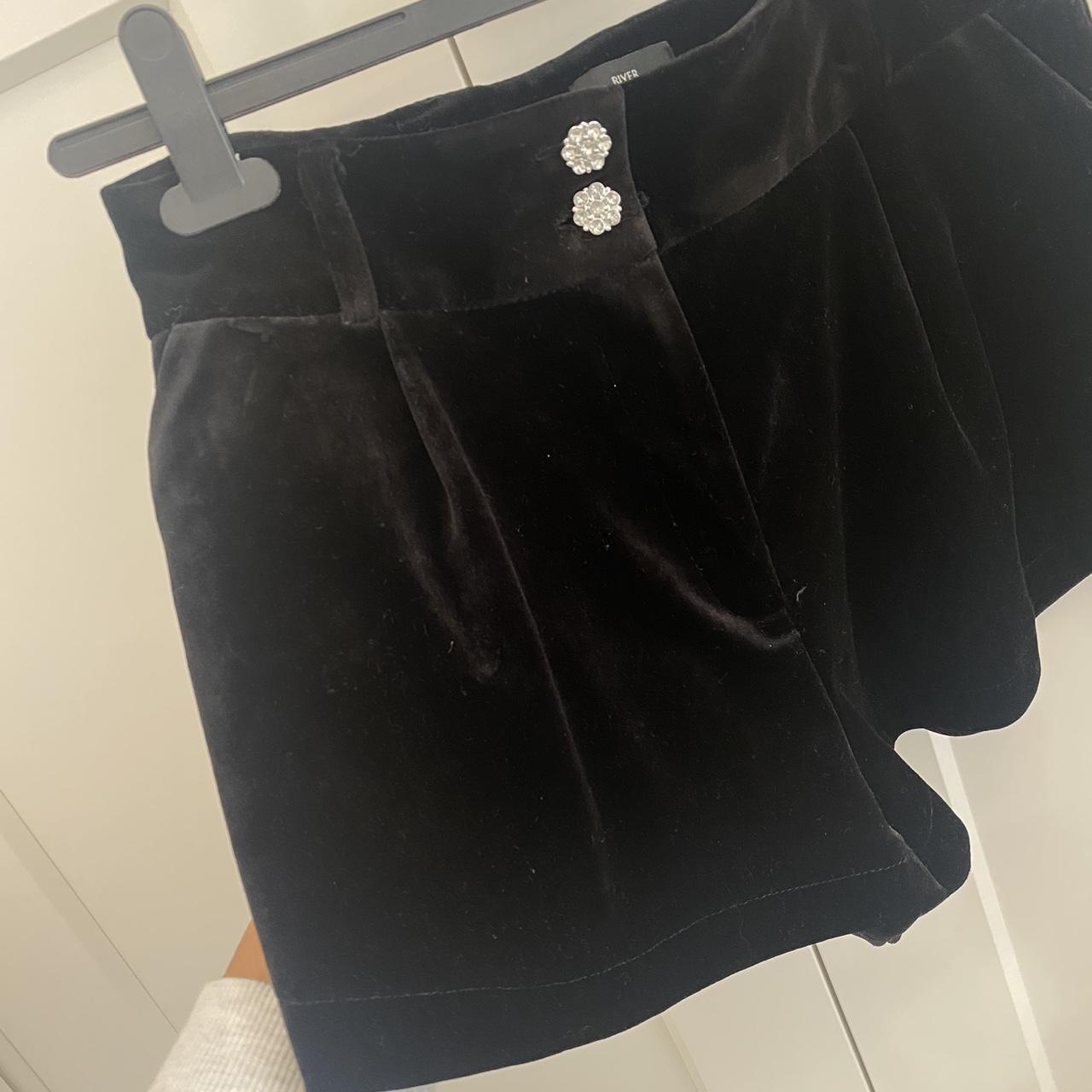 River Island Black Velvet Shorts Size 10 Worn Once Depop