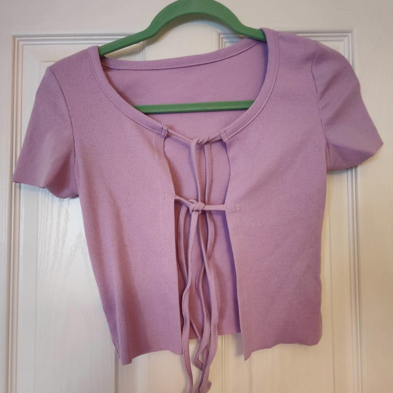 Purple Tie Up Crop Top Has Two Ties At The Top Very Depop