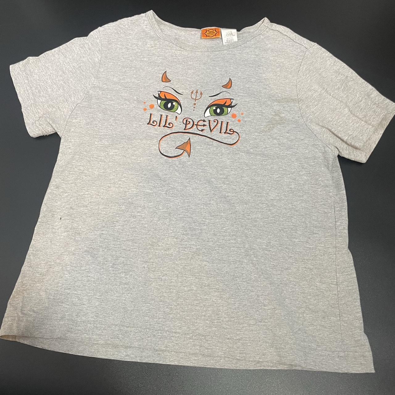 Y2k Devils tee with orange accents Size large... - Depop