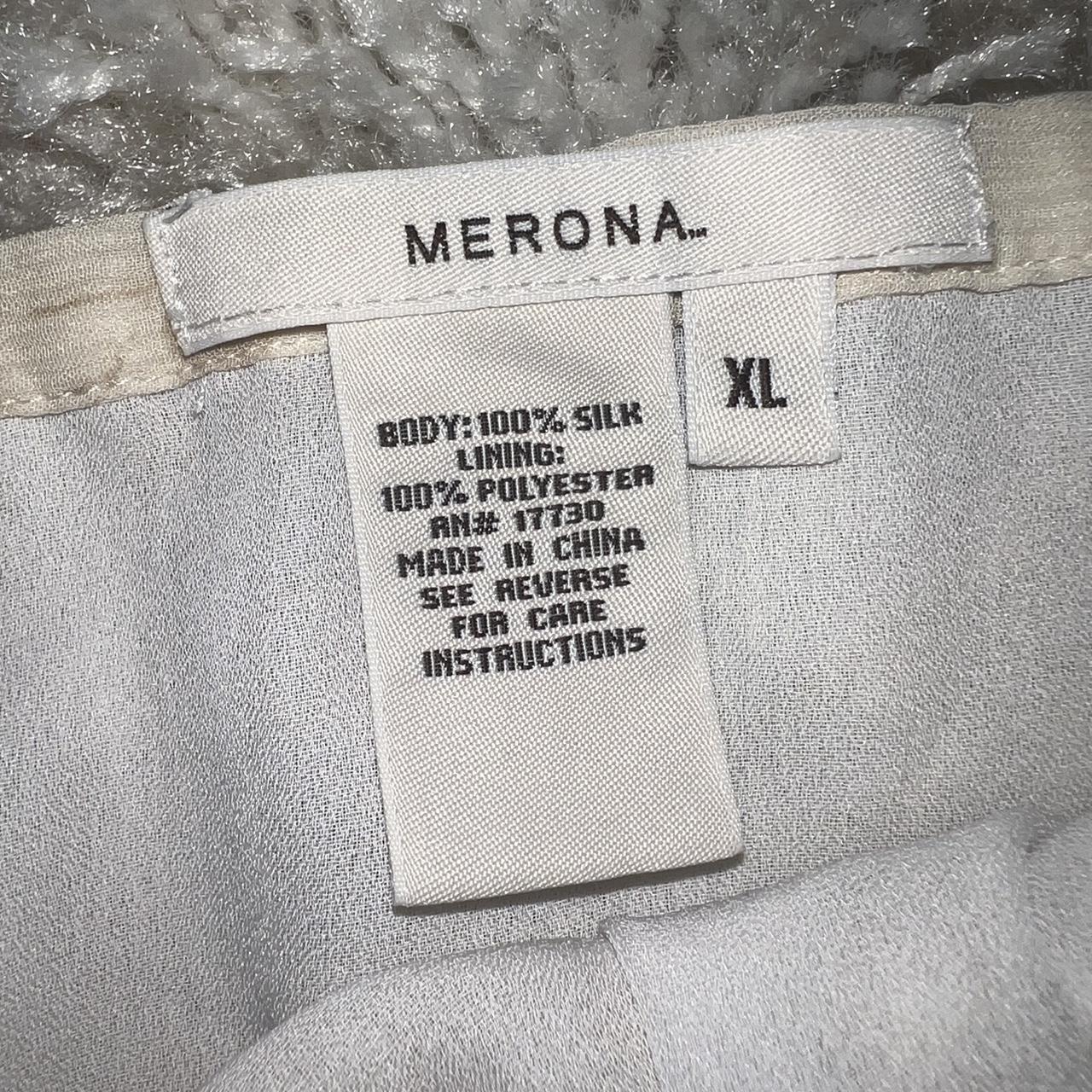 Vintage Merona silk cream floral midi skirt Waist... - Depop