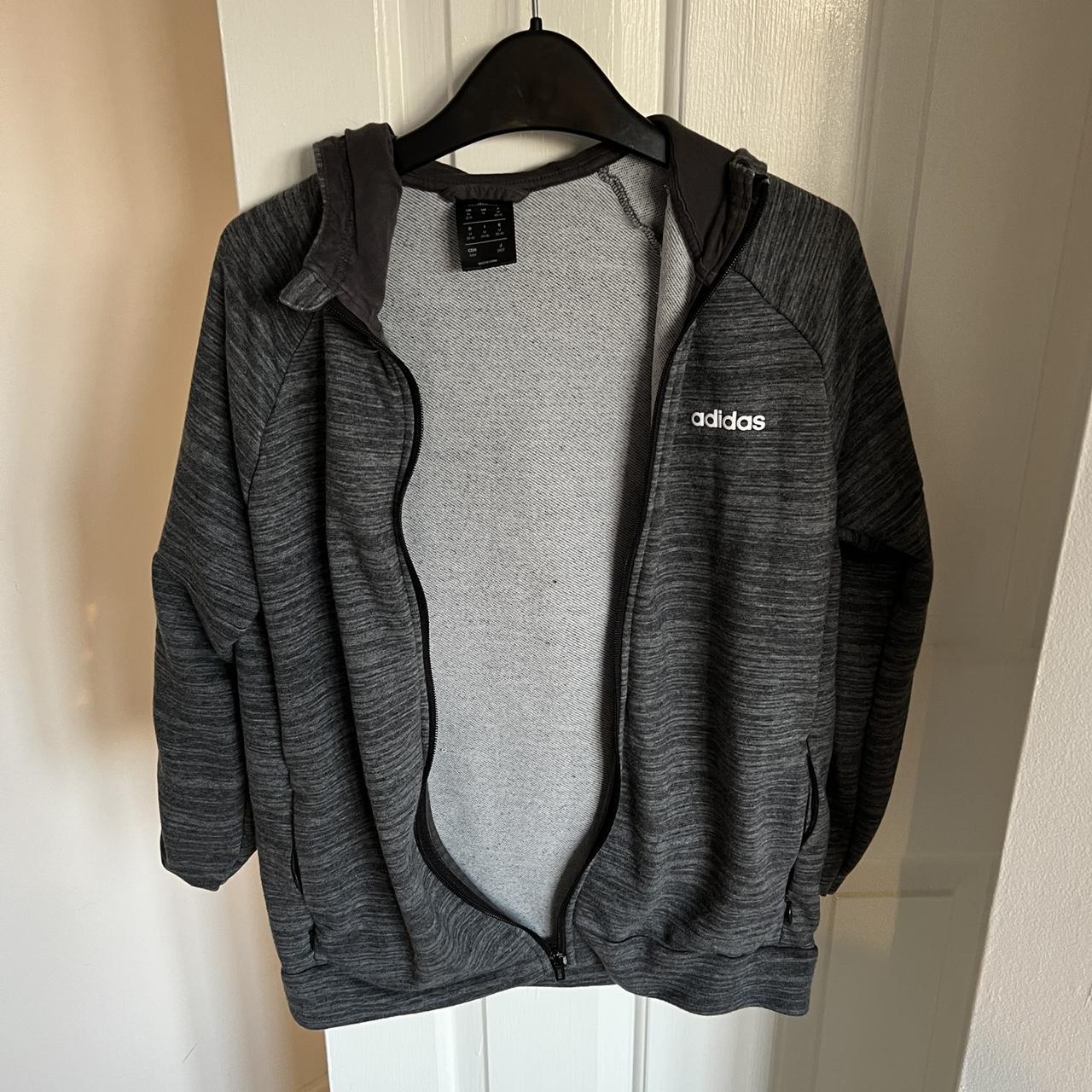 Grey adidas zip up hoodie Sports hoodie... - Depop