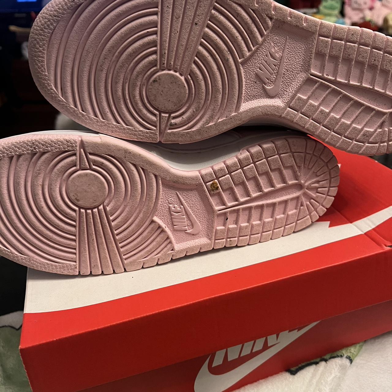 nike low dunks pink foam/ dark beetroot-white size... - Depop