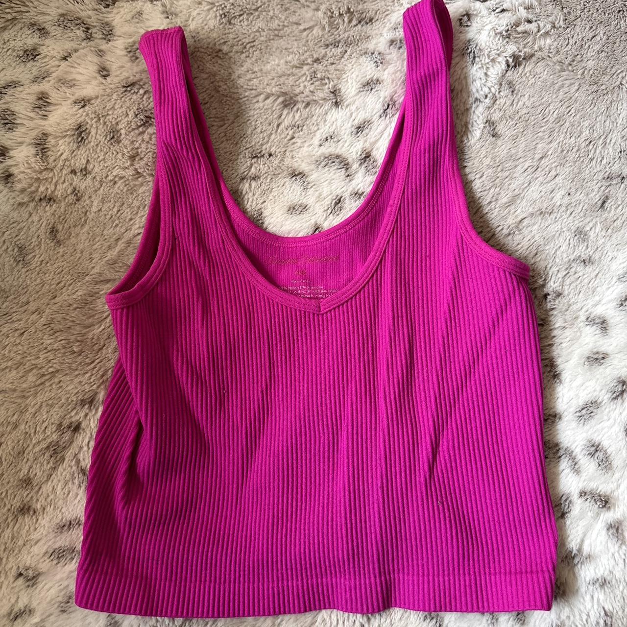 Bright pink ribbed tank top! Such a fun color!!... - Depop