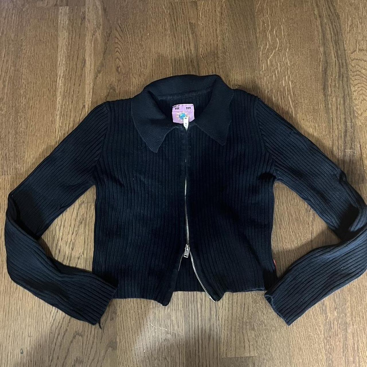 UNIF black zip up sweater Size: M - Depop