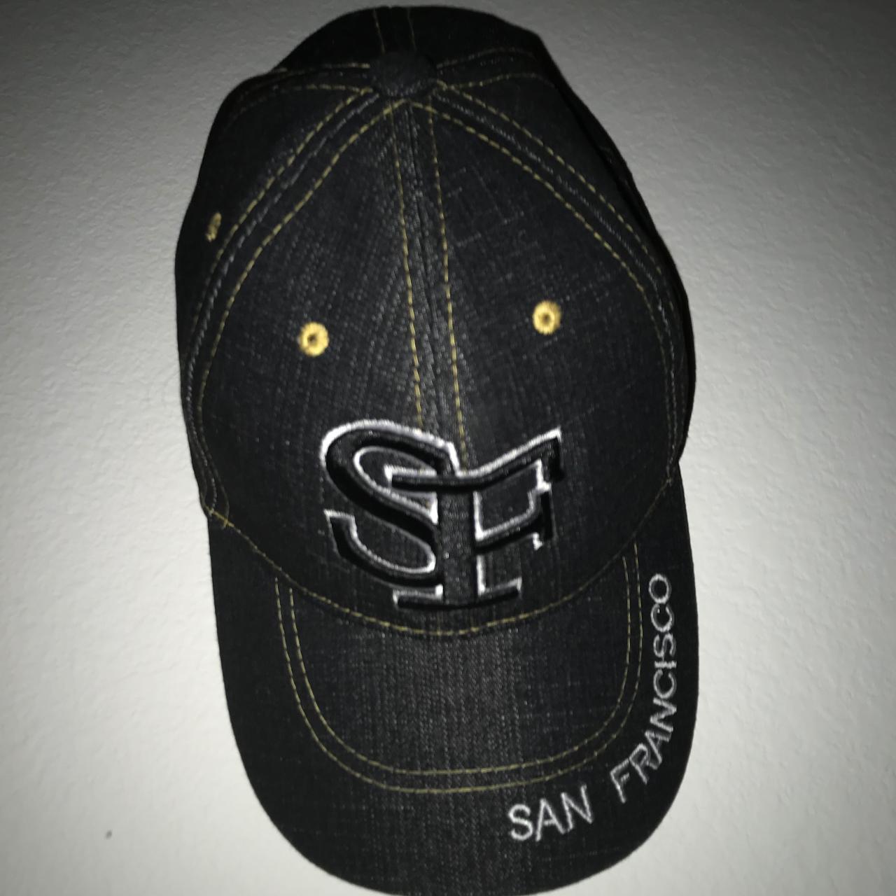 SF San Francisco Navy Blue Dark Denim Material... - Depop