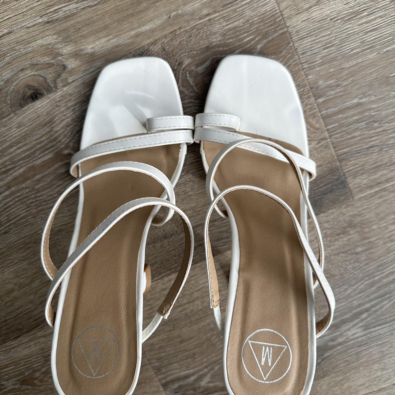Misguided white heeled sandals Size 6 Excellent... - Depop