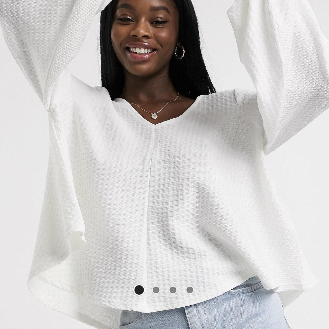 ASOS Design textured smock top with v neck and... - Depop