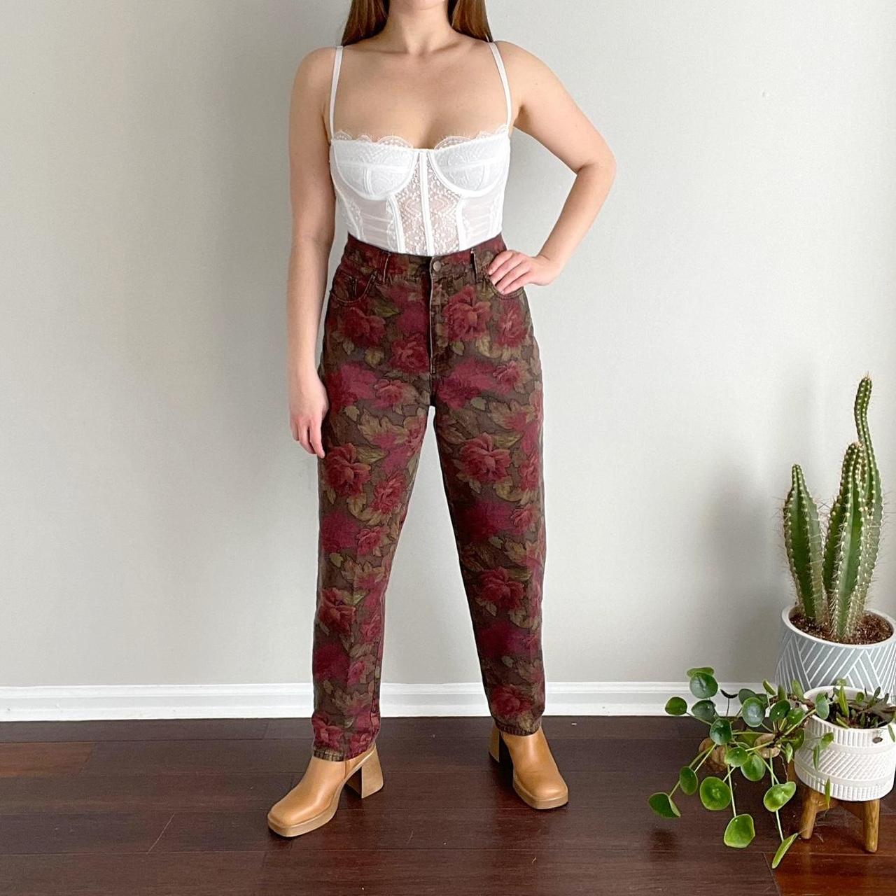 Vintage Bill Blass Deep Floral Jeans High Waisted Depop