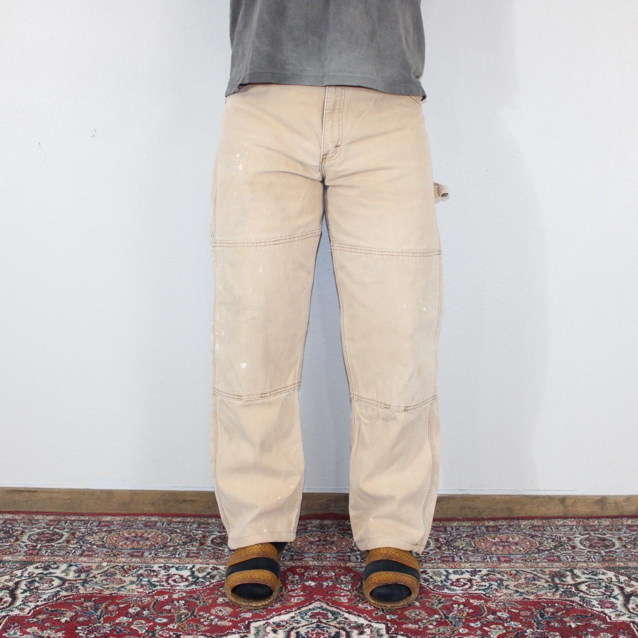 Vintage KEY Tan Double Knee Carpenter Pants... - Depop