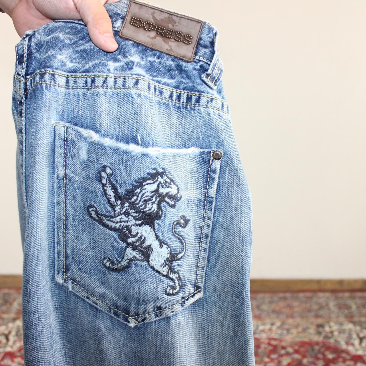 Vintage Faded Express Lion Pants Relaxed fit Size... - Depop