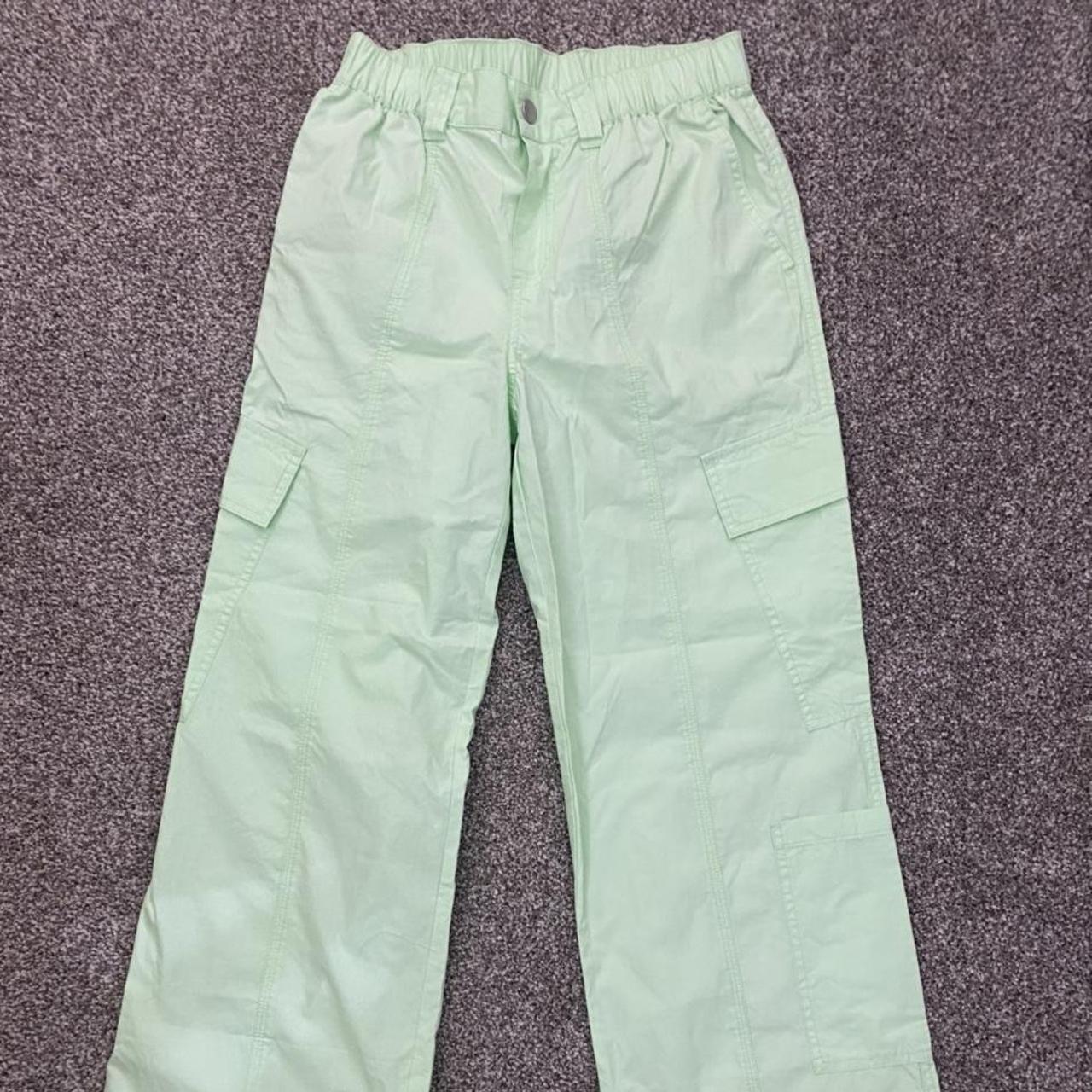 mint green low rise cargos, asos, size 8, super cute... - Depop
