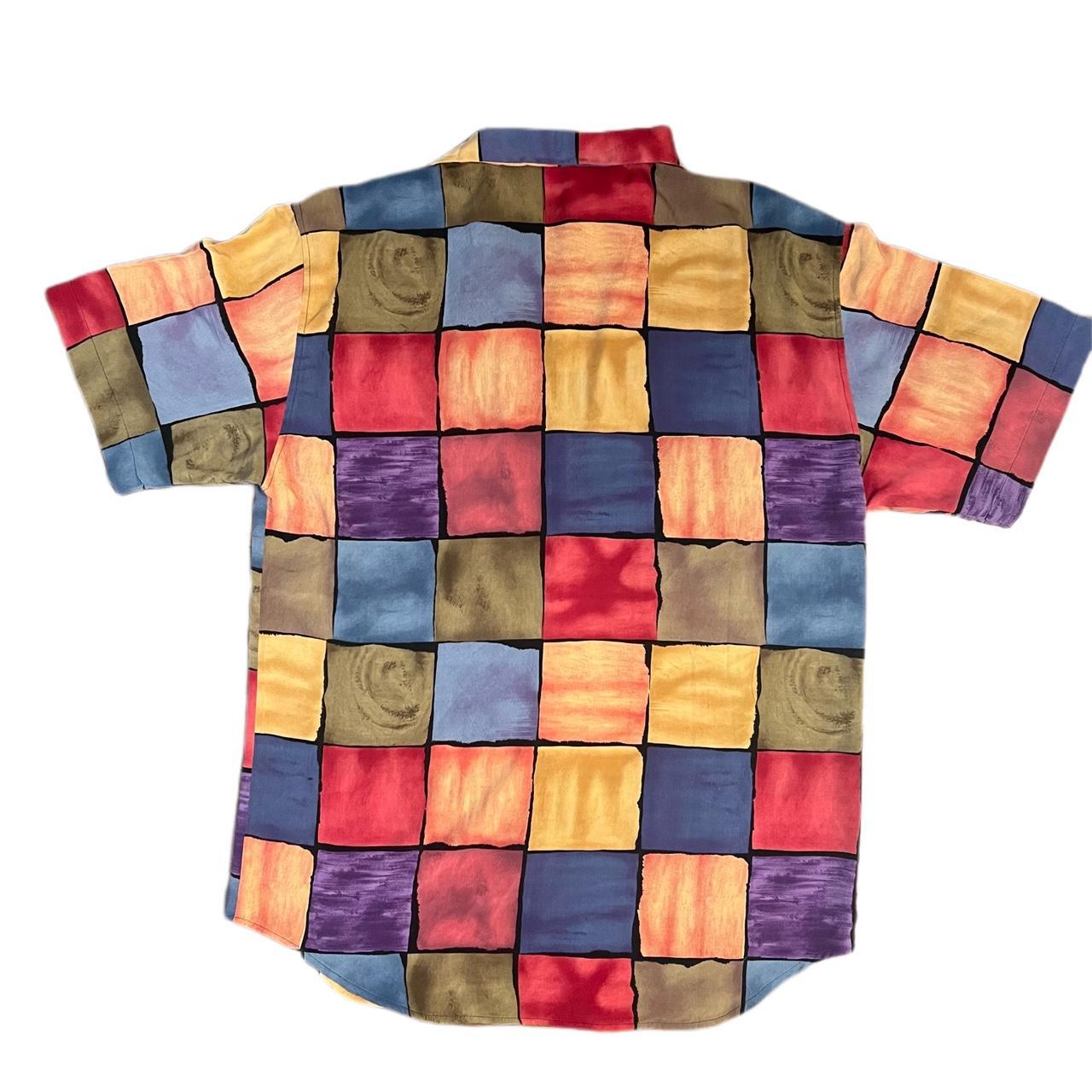 Vintage Funky Multi Color Button Up Size: small... - Depop