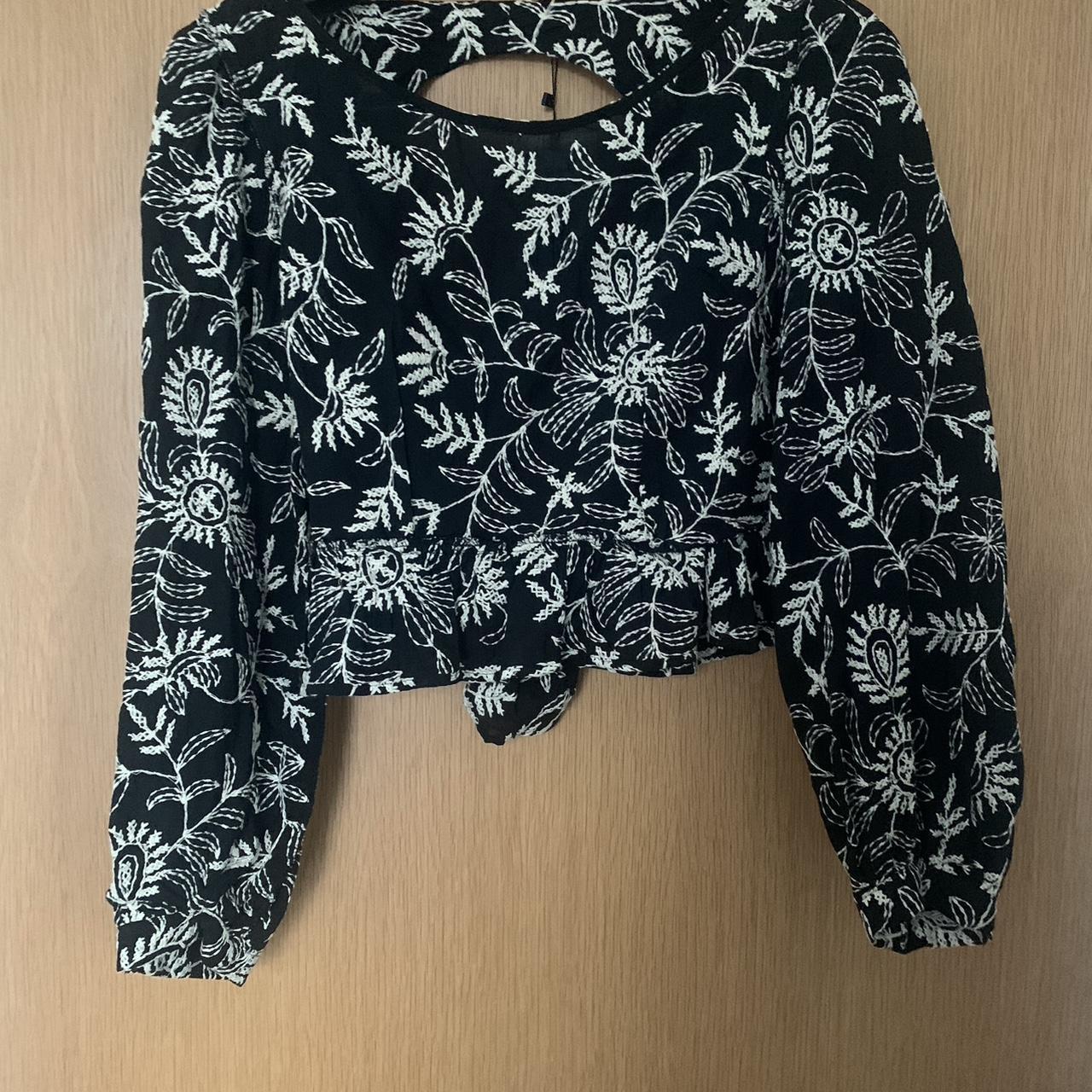 Zara backless embroidered long sleeve top. - Depop