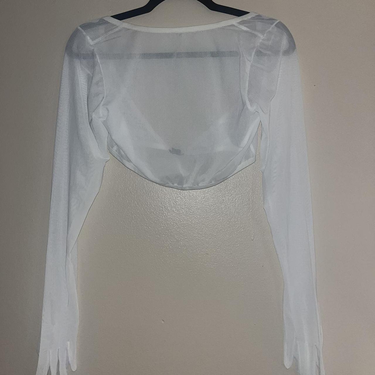 White Gloved Sheer Shrug Top , size... - Depop