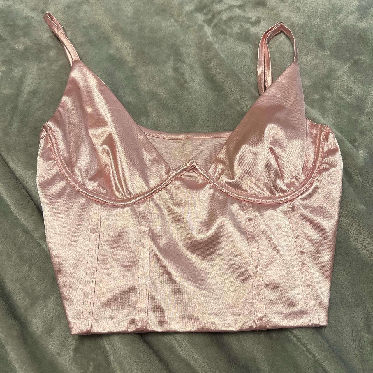 Pink satin crop top/corset 🩷🧸 Size medium - Depop