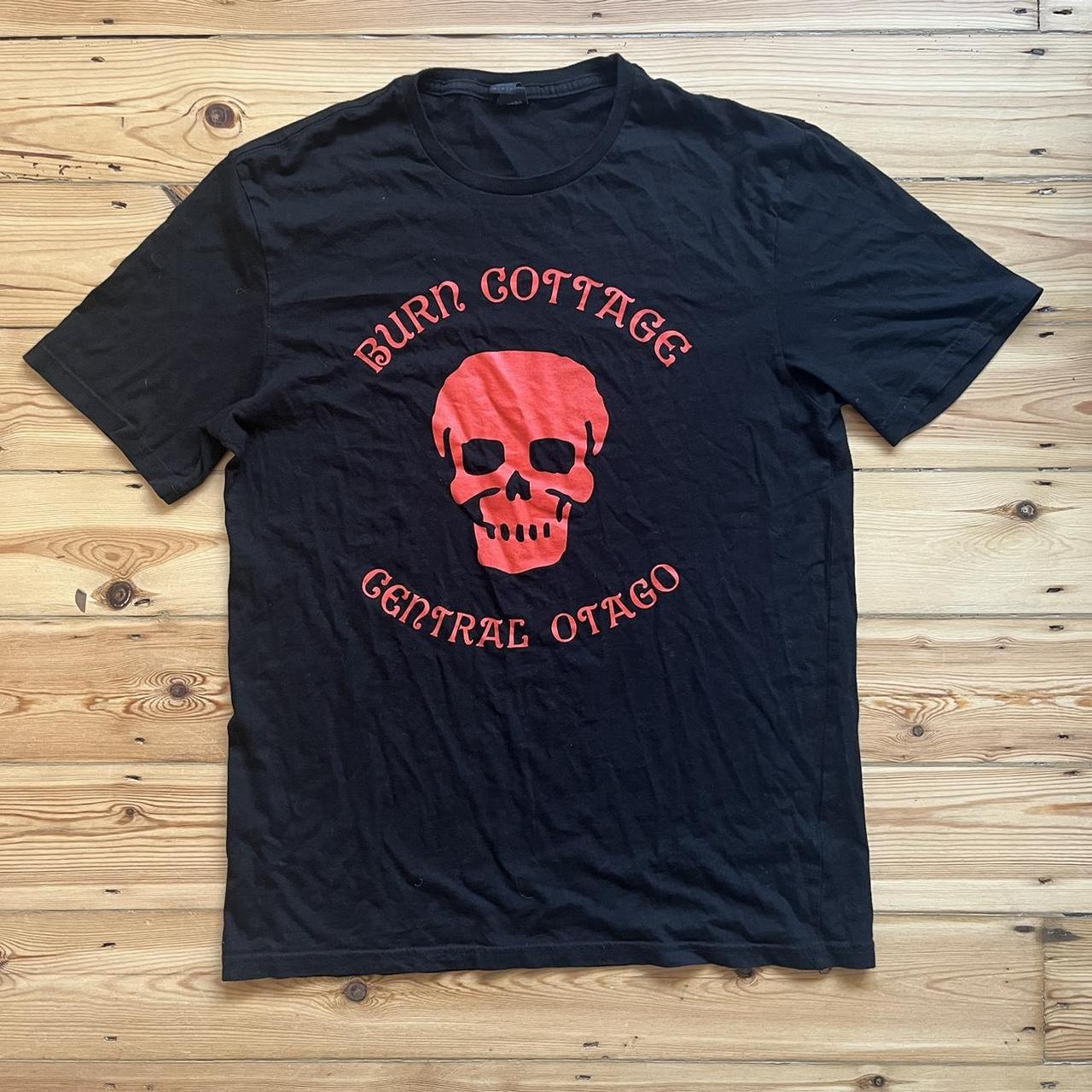 Red graphic gothic skull T-shirt Size Medium Message... - Depop