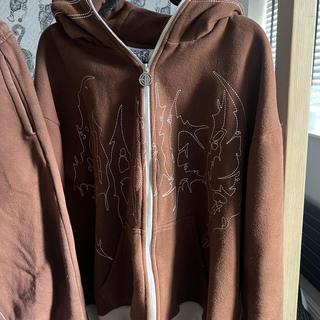 Named Collective Brown Tracksuit Hoodie: LARGE /... - Depop