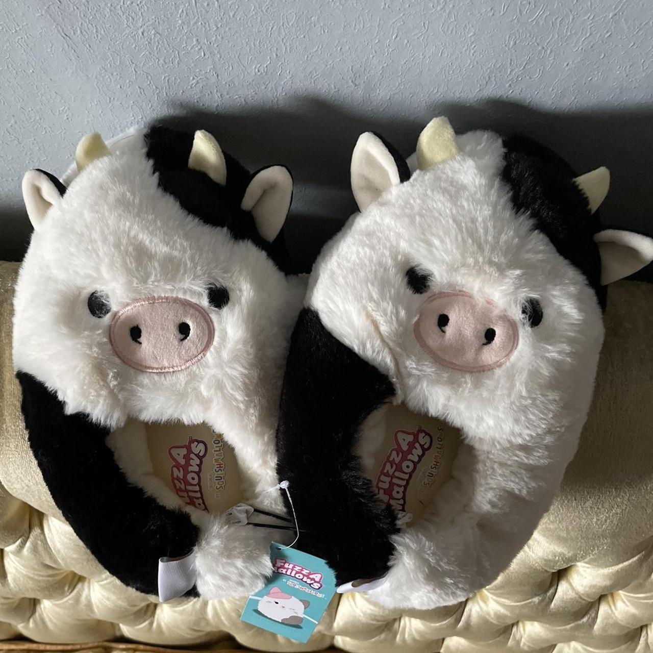 Connor the Cow Fuzzmallow slippers! 🖤🖤🖤 Brand new... - Depop