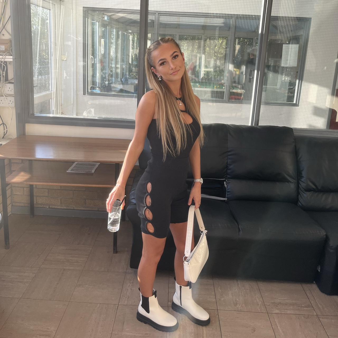 Missguided black cut out co ord bodysuit and shorts... - Depop