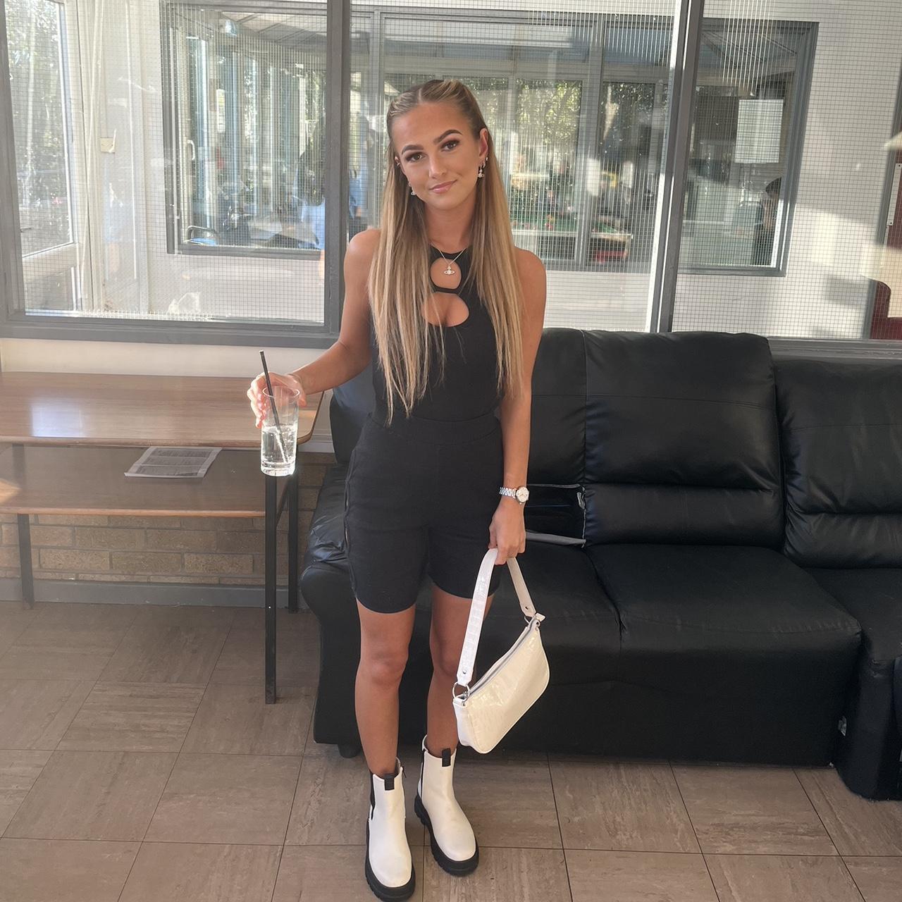 Missguided black cut out co ord bodysuit and shorts... - Depop