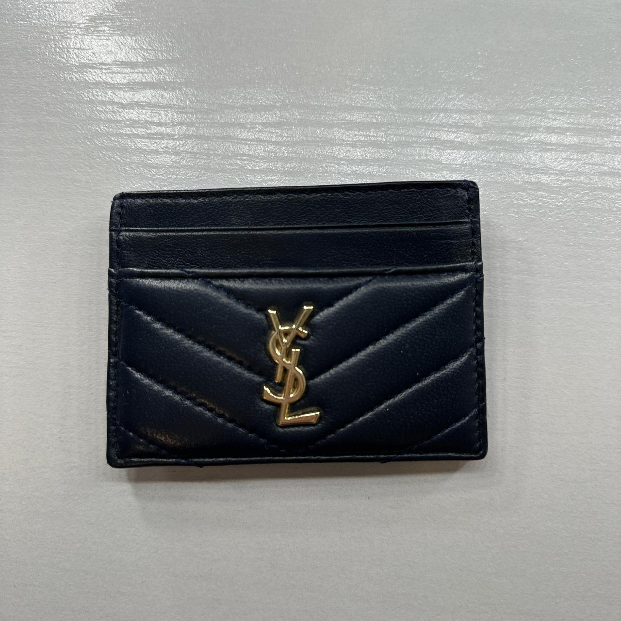 YSL Yves Saint Laurent card holder DUPE. Navy blue... - Depop