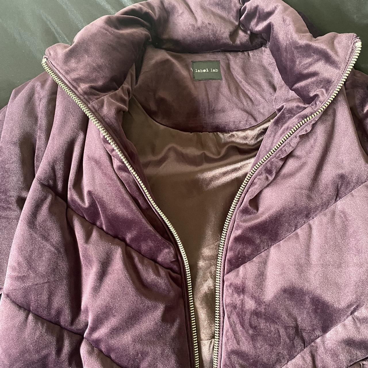 Label Lab - Purple velvet puffer jacket/coat. Very... - Depop