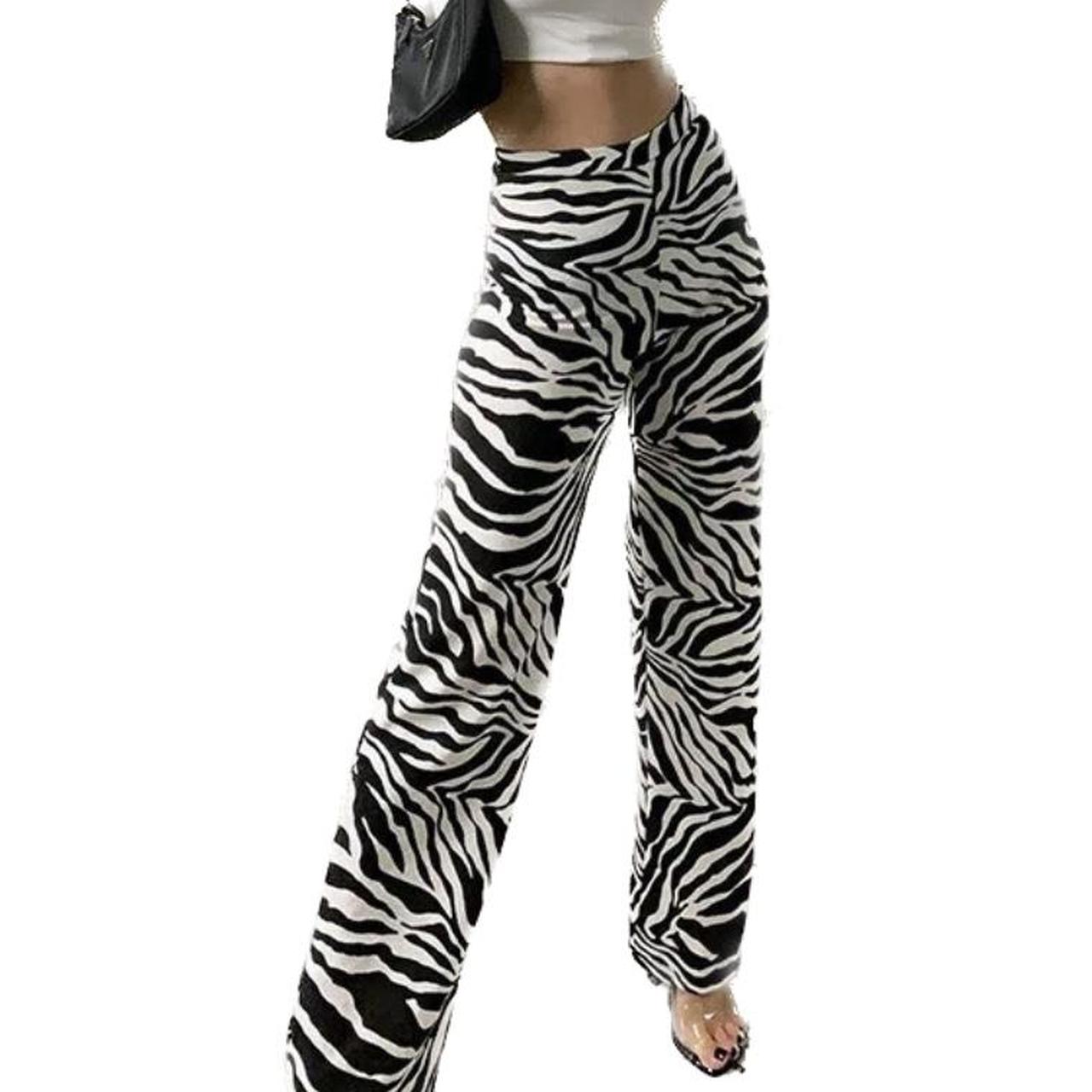 zebra flare pants 🖤🤍 sooo cute, the perfect... - Depop