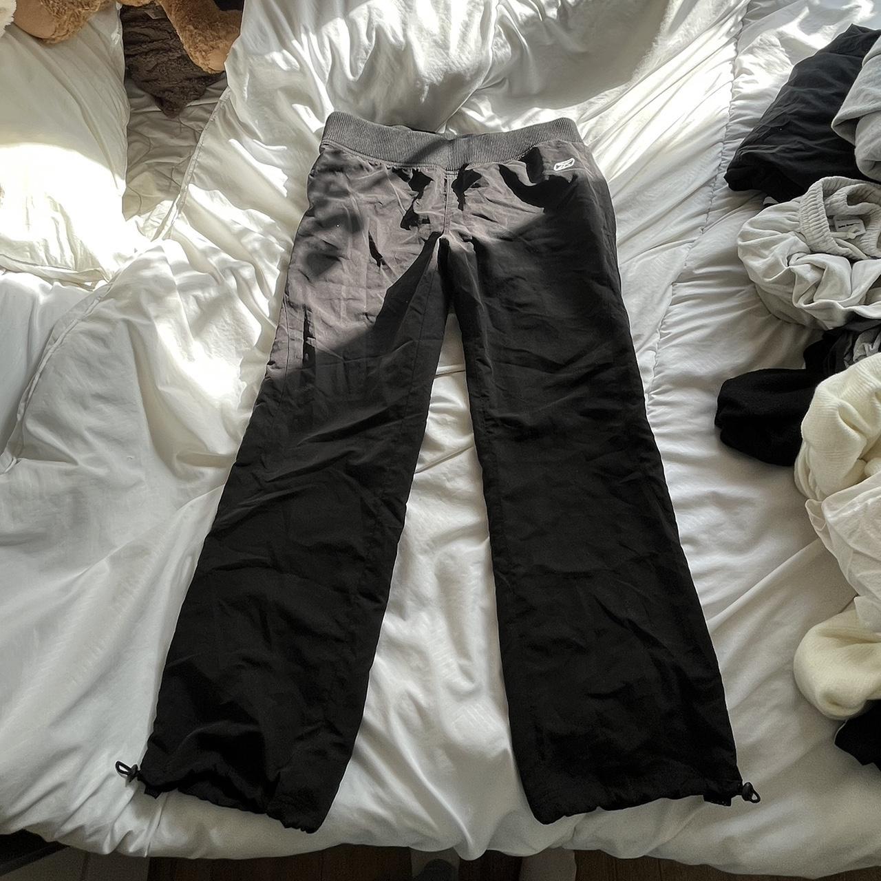 Reebok black low waist wide leg jogger sweatpants... - Depop