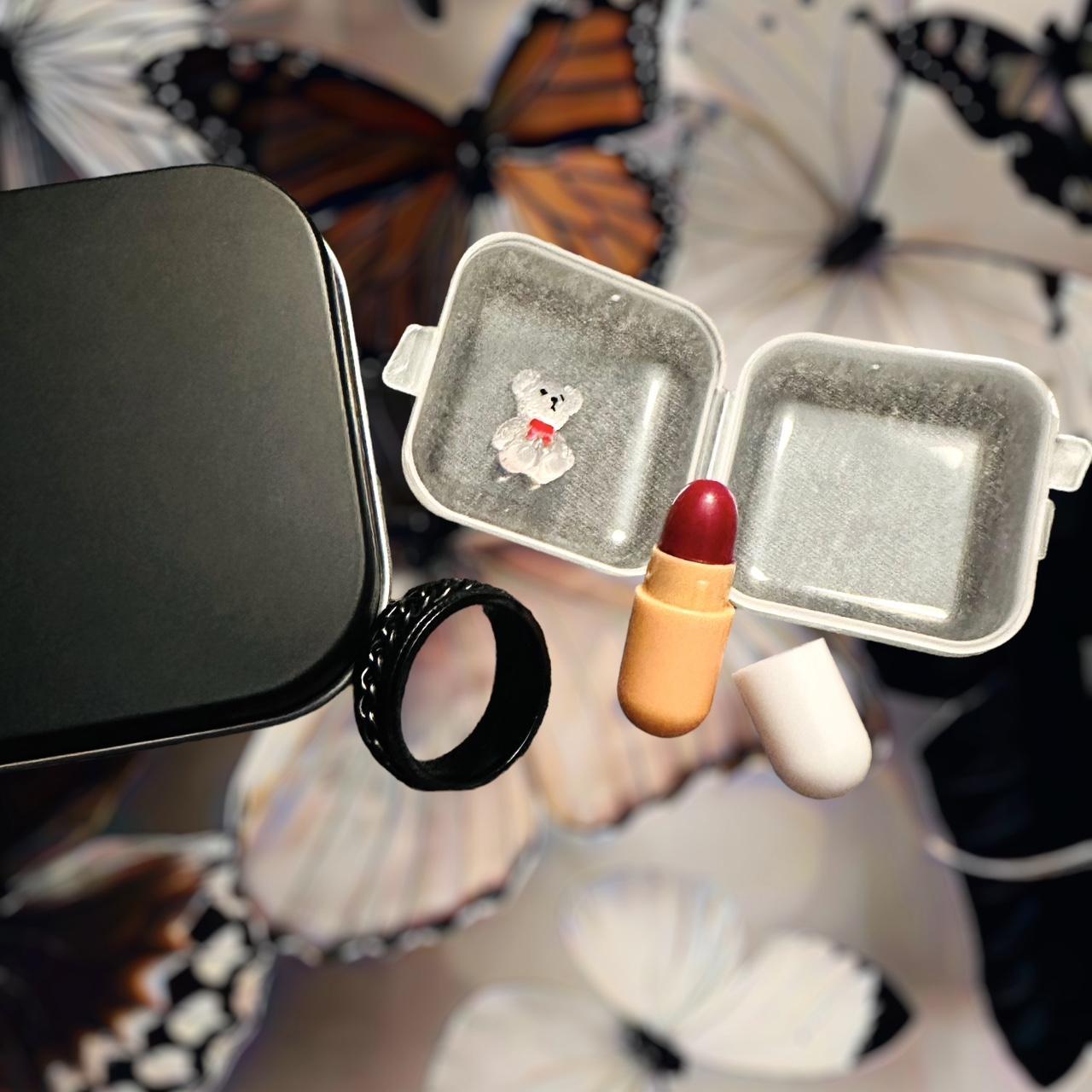 unique, hand decorated tin wallet with mini mirror... | Depop