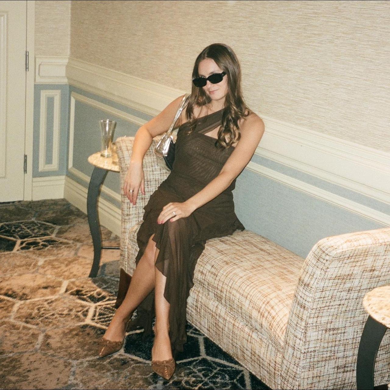 Kim Shui Brown Ruffle Mesh Dress size small. Worn... - Depop