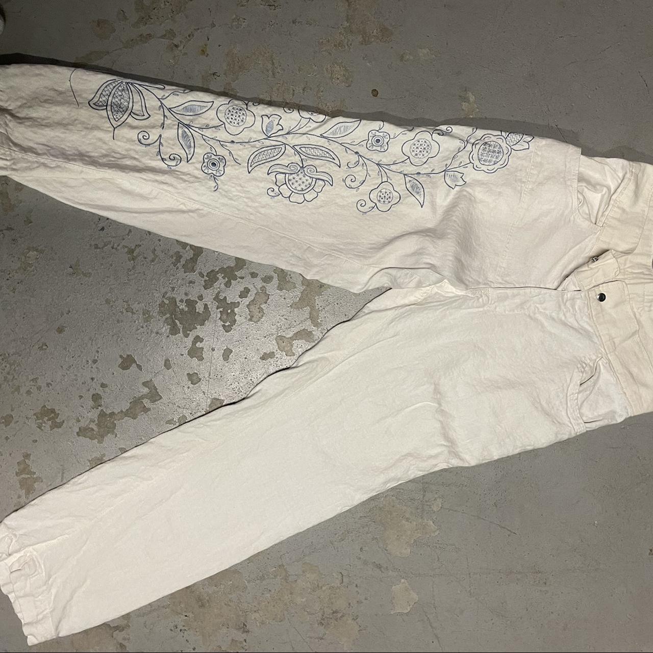 1 of 1 floral pants made from a tablecloth. Fits a... - Depop