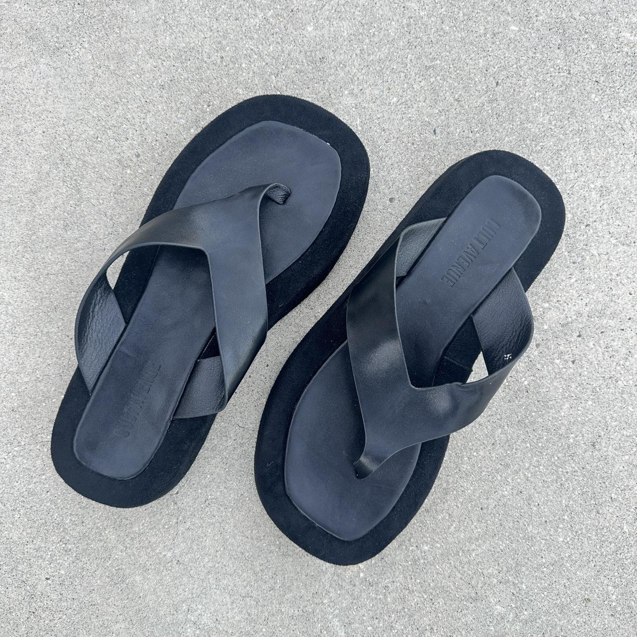 CULT AVENUE black platform flip flop, leather... | Depop