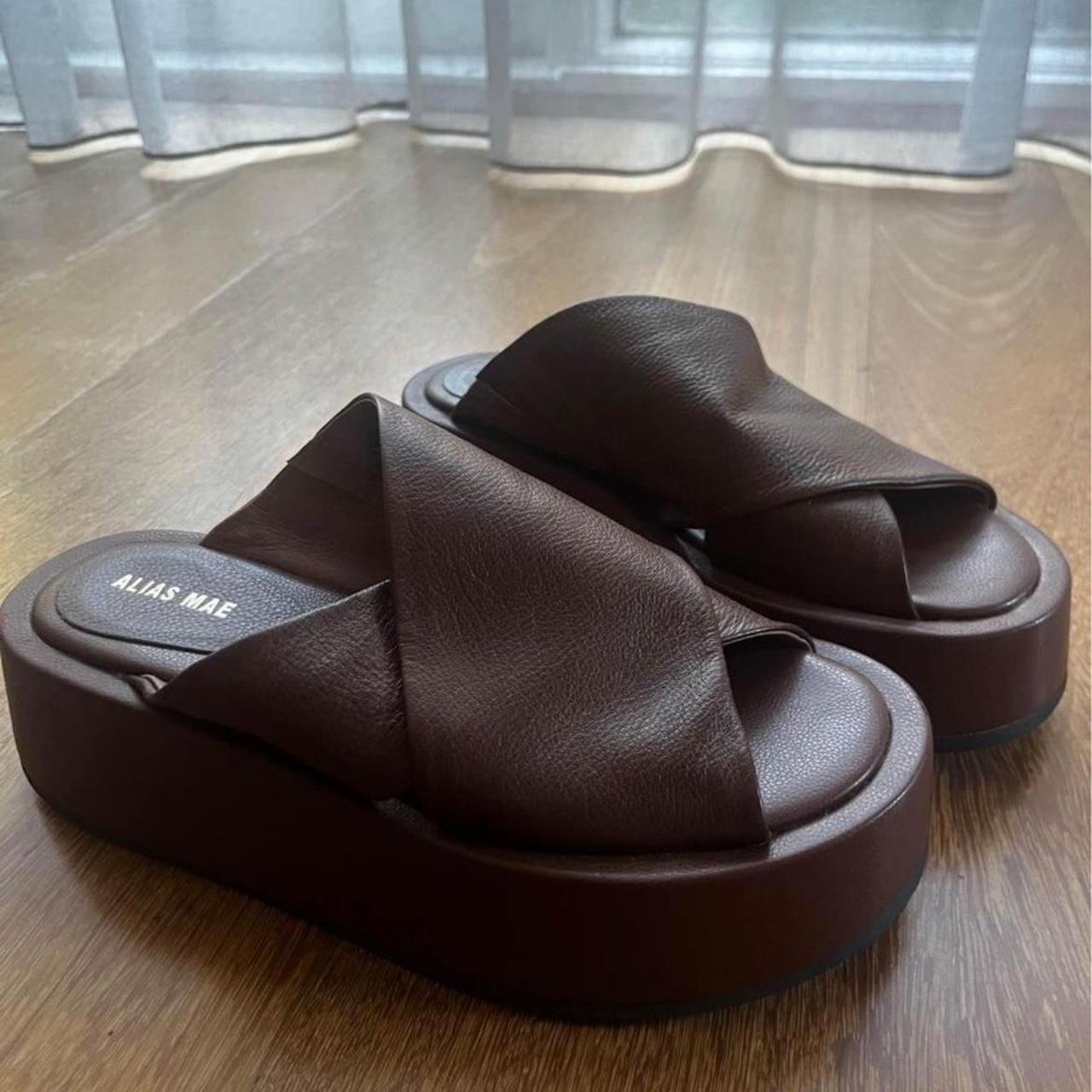 Alias Mae brown platform slides in size 38! Perfect... - Depop