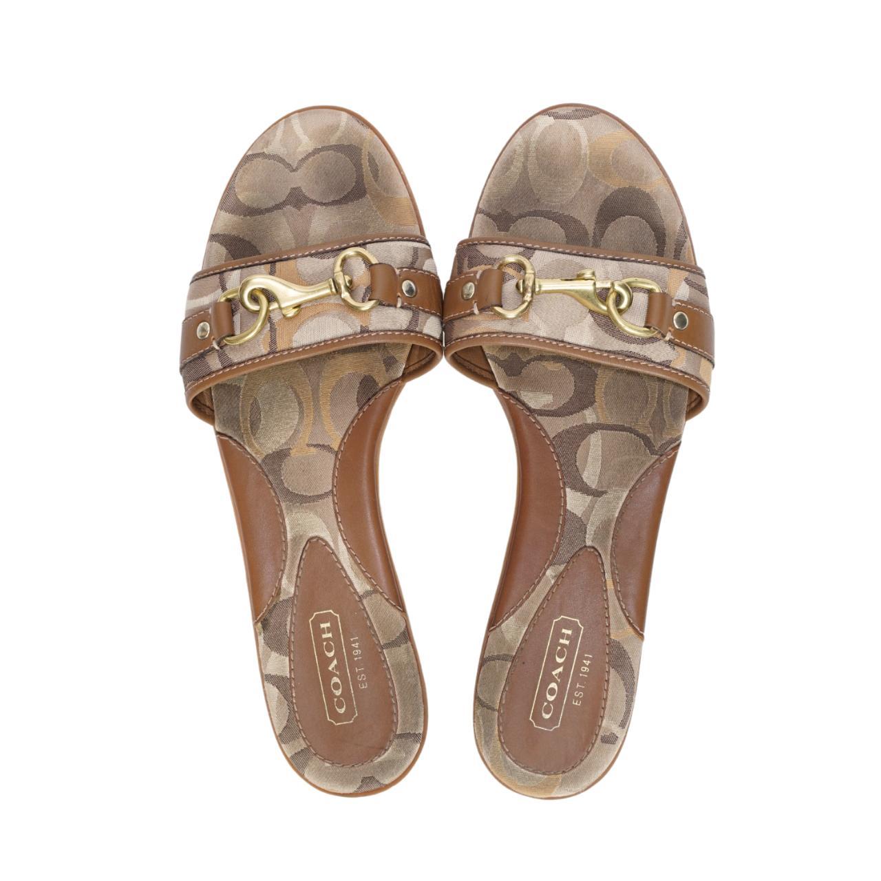 Y2K Coach Slides Folds hardware, and tan logo... - Depop