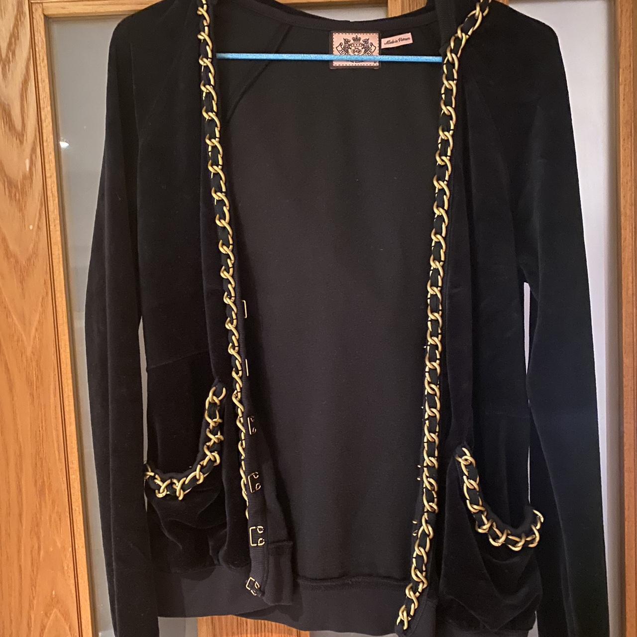 Black, Juicy Couture jacket with Gold chains Never... - Depop