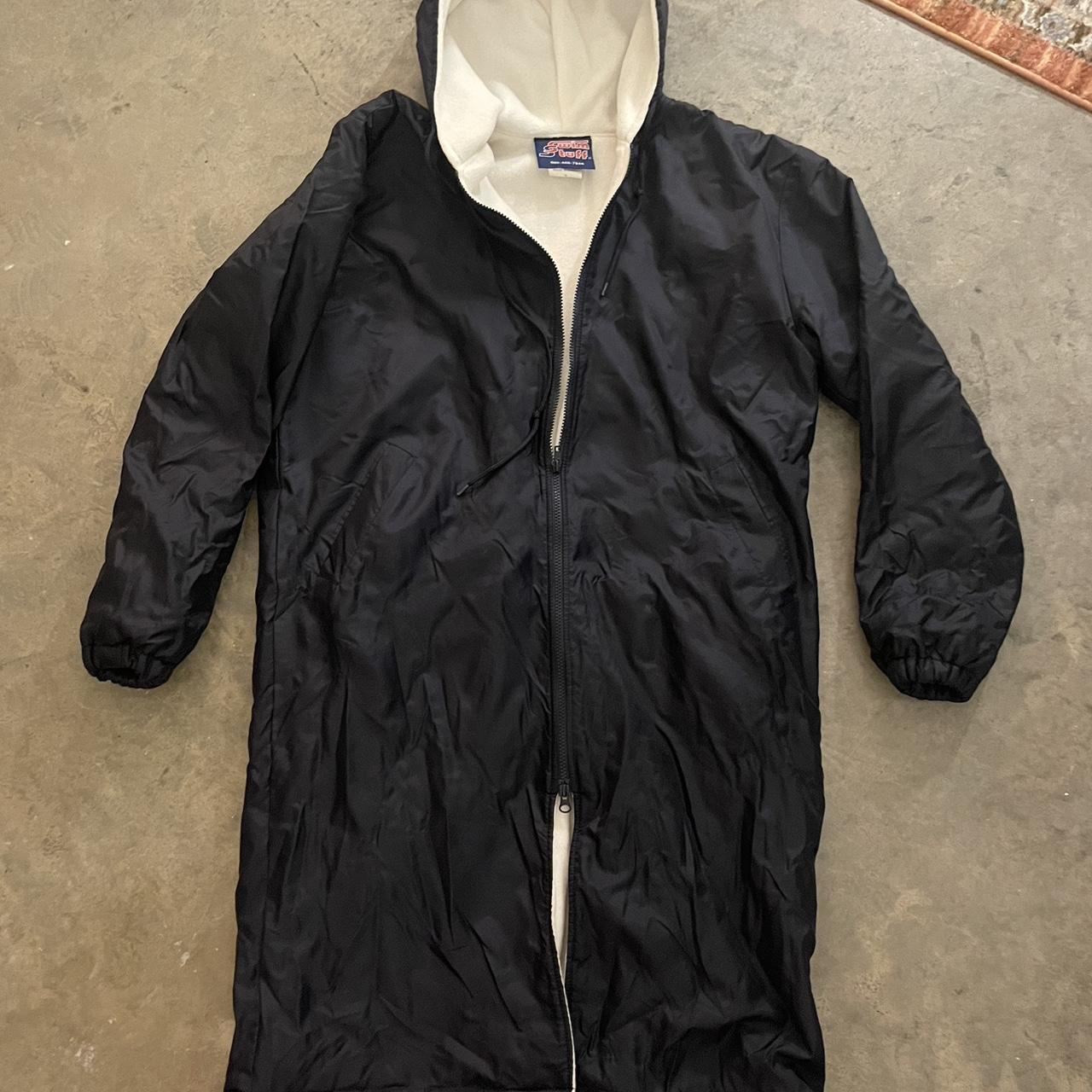Swim Stuff navy blue hooded swim parka with white... - Depop