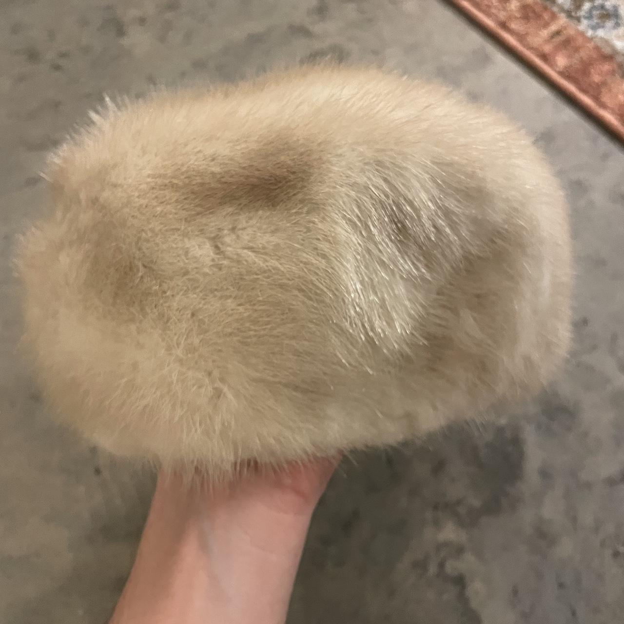 Vintage mink fur cream color cap very soft Creation... - Depop