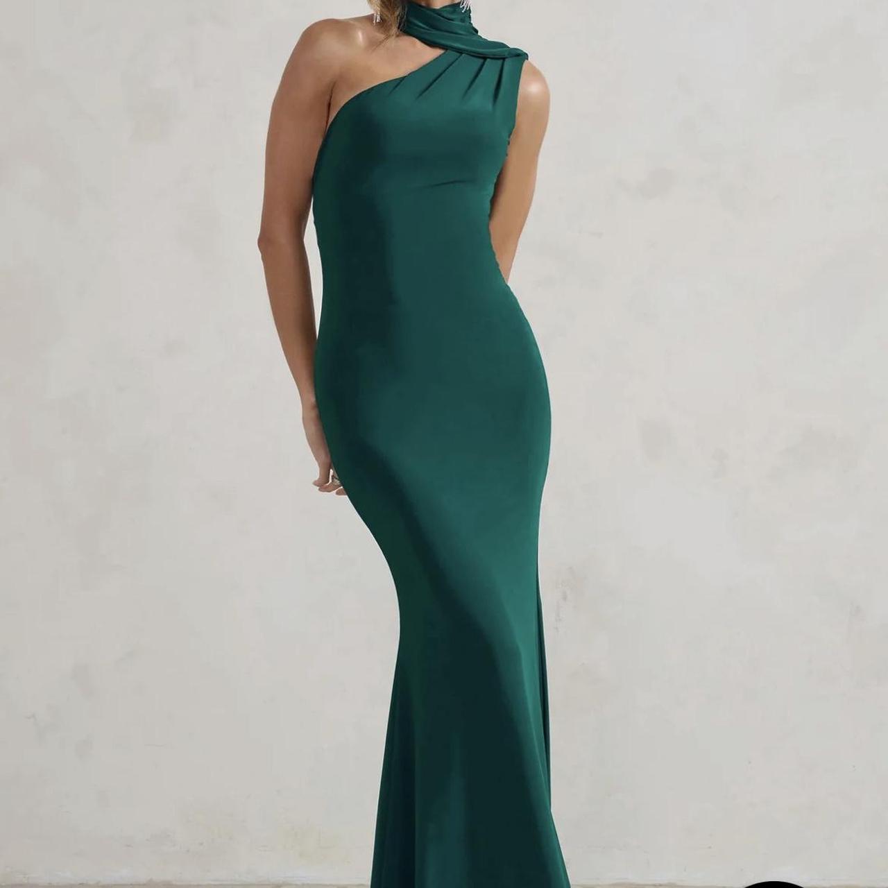 Club L London bottle green asymmetric maxi dress.... - Depop
