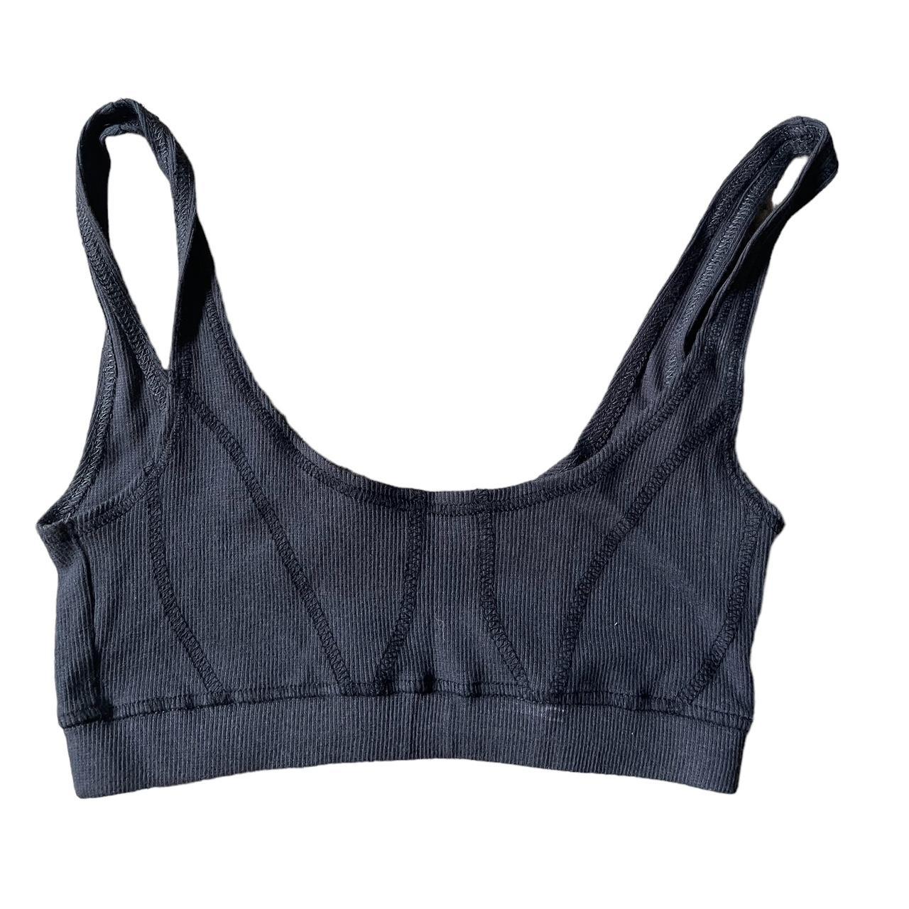 Skims Women's Black and Grey Crop-top | Depop