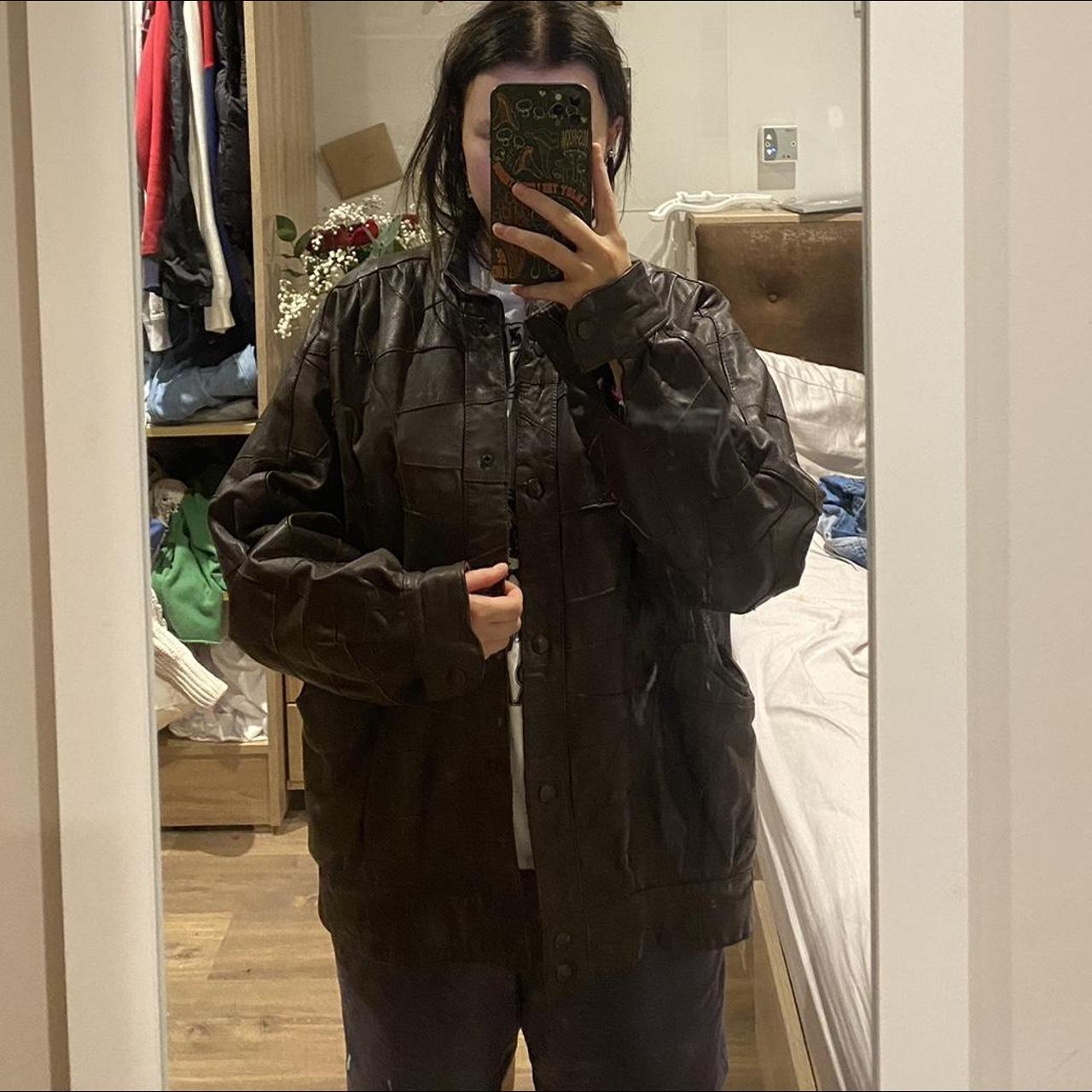 toff london leather jacket size 14 too big for me... - Depop