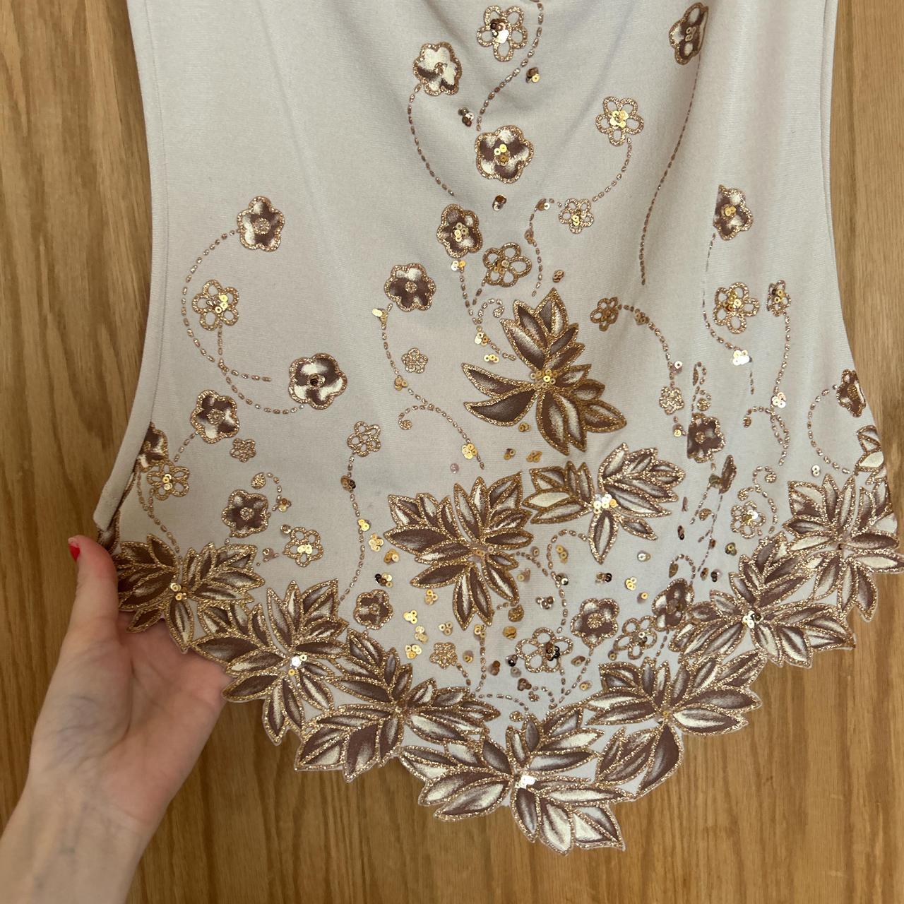 y2k gold, glittering tank ⭐️ brand: I Love You... - Depop