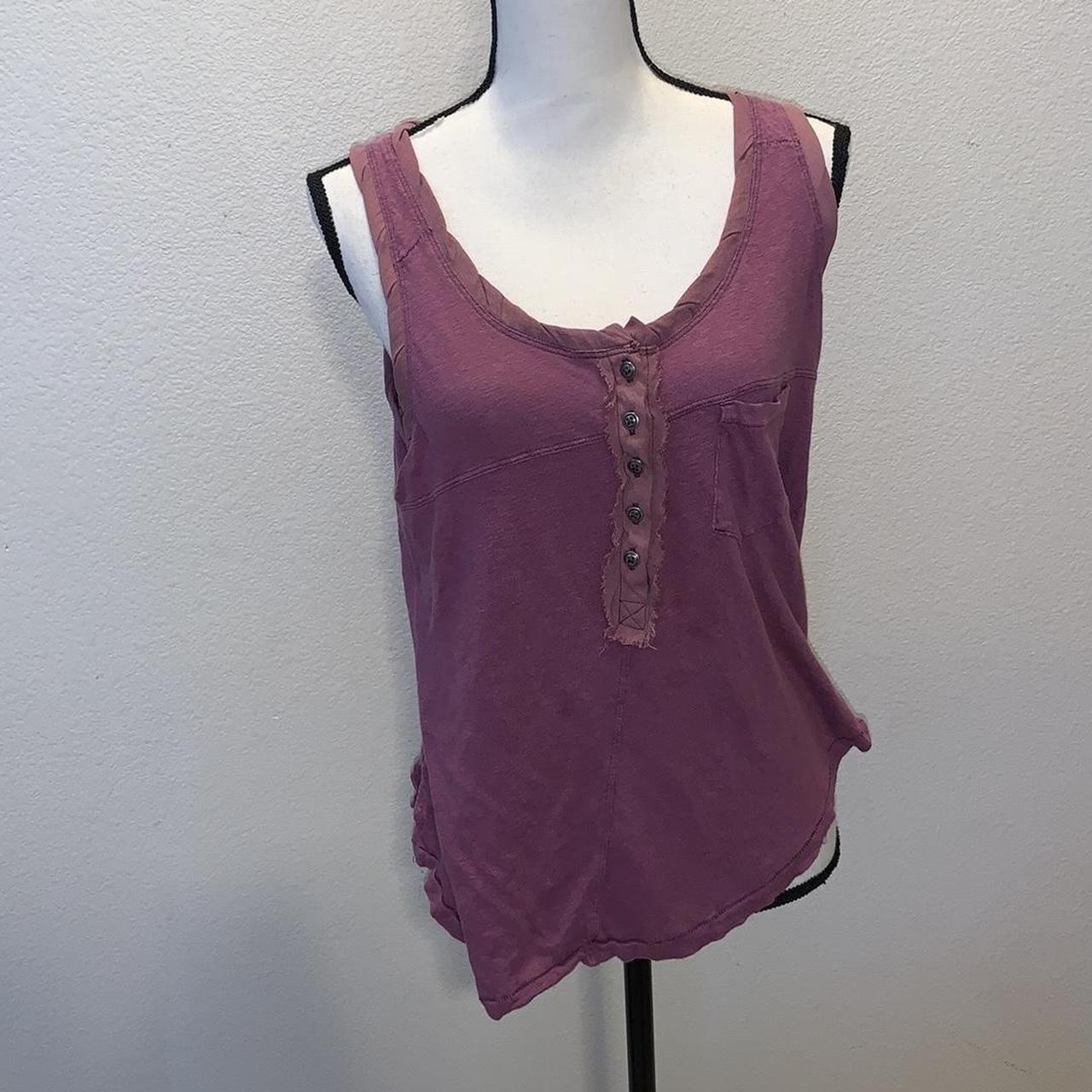 Free People purple loose fit linen tank top Size... - Depop
